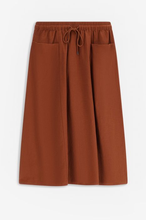 Bruine linnen midi rok - Dames | Sissy-Boy