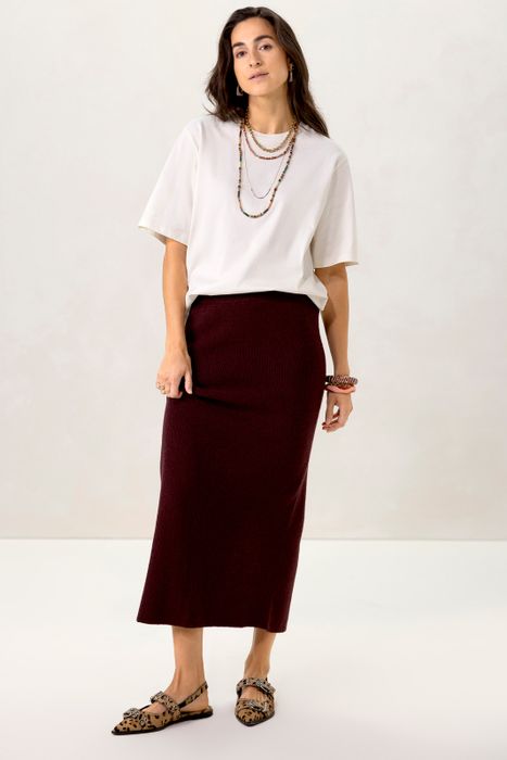 Donkerbruine rib gebreide rok - Dames | Sissy-Boy