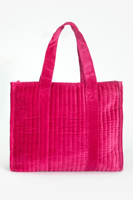Roze velvet shopper