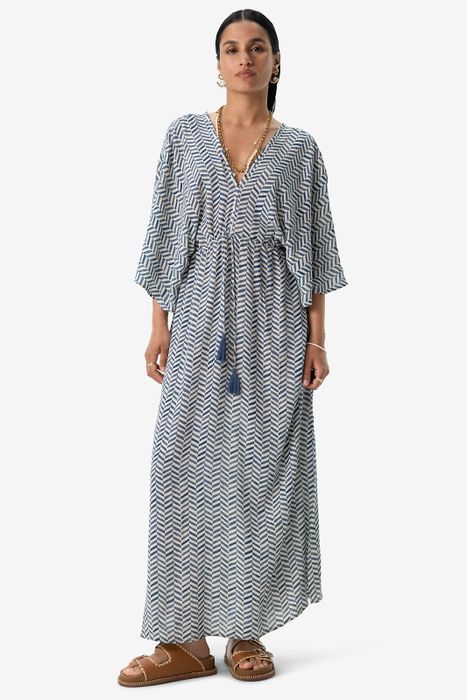 Blauwe maxi jurk met print - Dames | Sissy-Boy