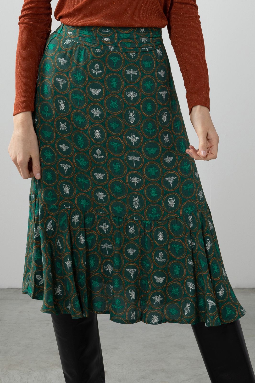 Groene midi rok met print - Dames | Sissy-Boy