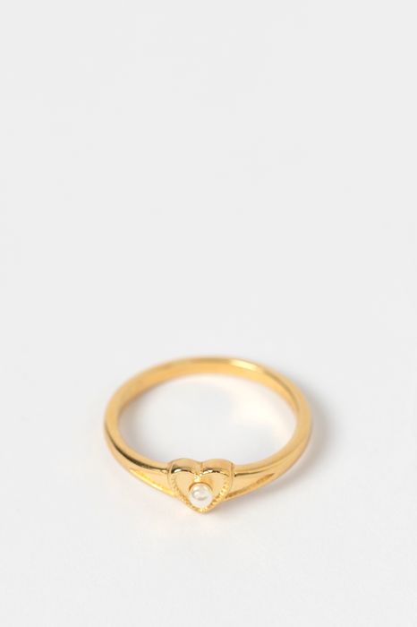Gold plated ring met hartje en parel - Dames | Sissy-Boy Gold plated ring met hartje en parel - Dames | Sissy-Boy