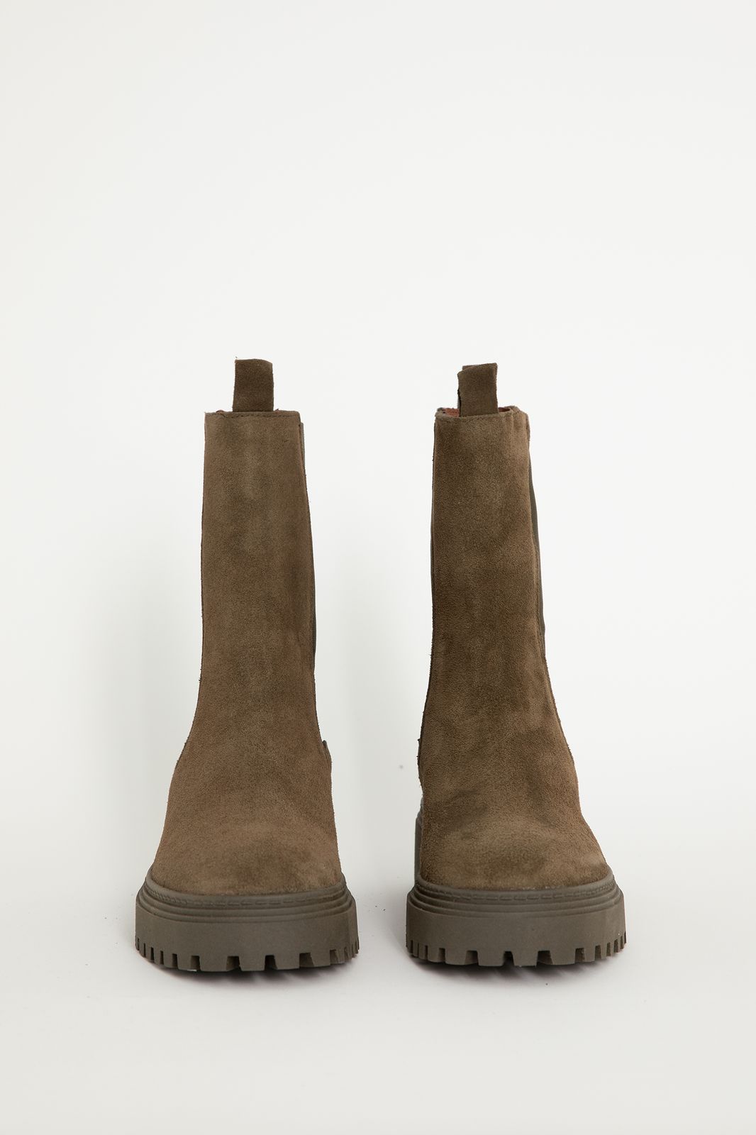 Chelsea boots en daim avec élastique - vert foncé