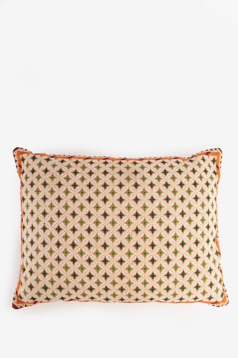 Groen geruit jacquard kussen