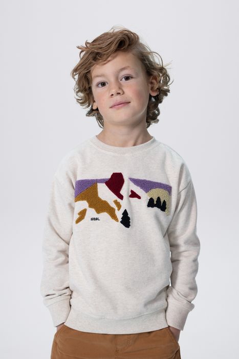 Beige sweater met badstof print - Kids | Sissy-Boy