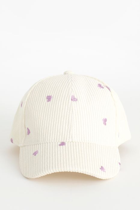 Witte rib pet met hartjes borduursel - Kids | Sissy-Boy